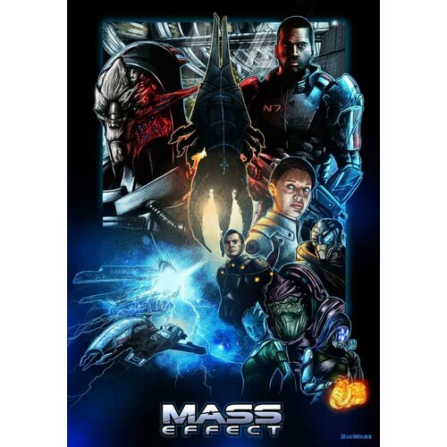 Плакат, постер на холсте Mass Effect 1. Размер 21 х 30 см