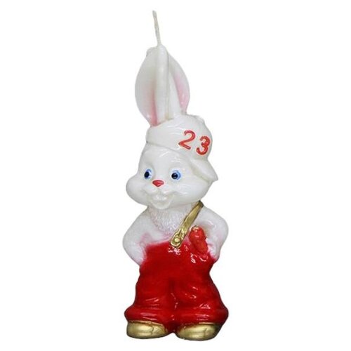 Набор свечей HomeDekor кролик в штанишках, белый/красный