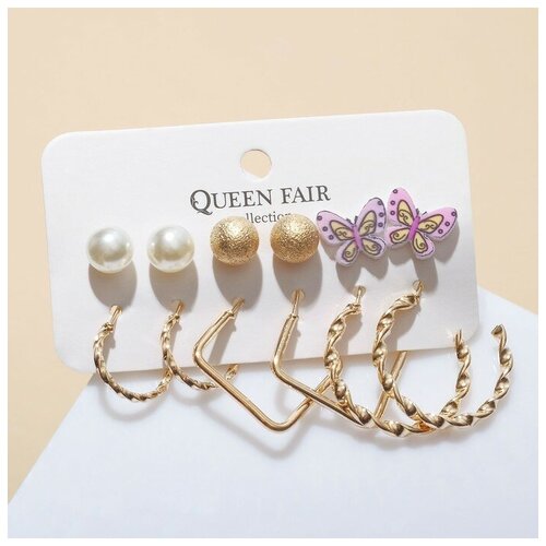 Серьги конго Queen Fair, эмаль, пластик, мультиколор, розовый