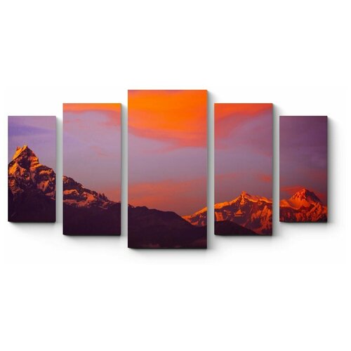 Модульная картина Оранжевый закат над гималайскими горами 110x61