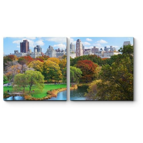 Модульная картина Осеннее озеро в Центральном Парке, Нью-Йорк 190x95