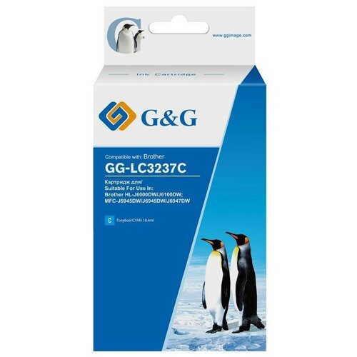 Картридж струйный G&G LC3237C голубой 18 мл, 1500 стр. для Brother (GG-LC3237C)