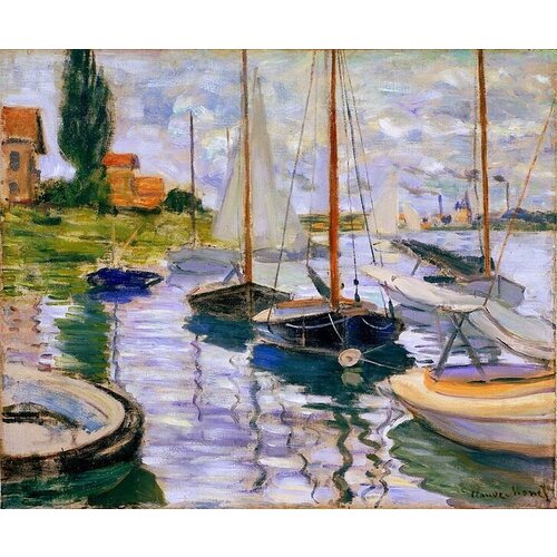 "Яхты на Сене", Моне, Клод, картина (репродукция) (55х45 см / на подрамнике)