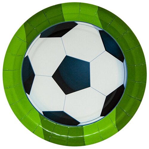 Ukid GIFT / Одноразовая посуда / Набор бумажных одноразовых тарелок "Футбольный мяч", 7'/18 см, 6 штук