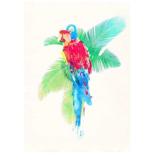 Интерьерный постер на стену картина для интерьера в подарок плакат "Tropical Party" размера 50х70 см 500*700 мм репродукция без рамы в тубусе