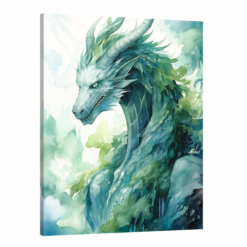 Интерьерная картина 50х70 "Зеленый дракон: сила духа"