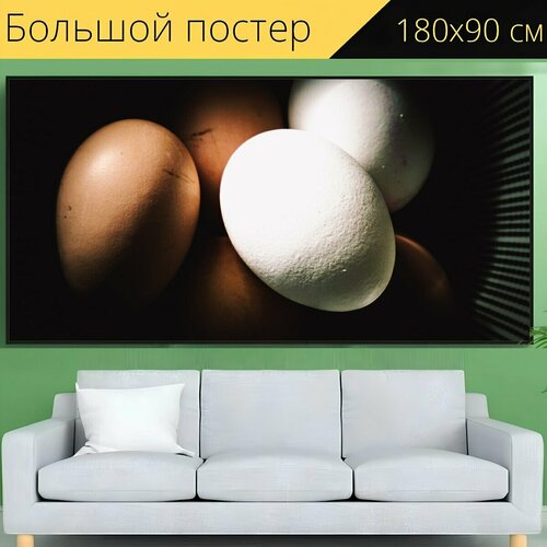 Большой постер "Яйца, еда, крупный план" 180 x 90 см. для интерьера