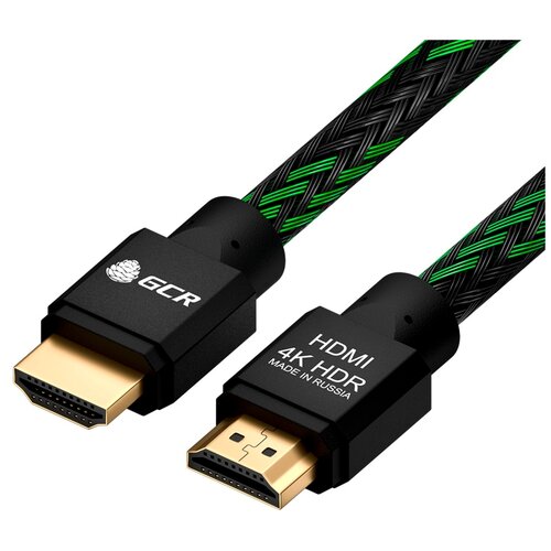 Кабель GCR HDMI - HDMI (GCR-HM481), 1.5 м, 1 шт., черный/зеленый