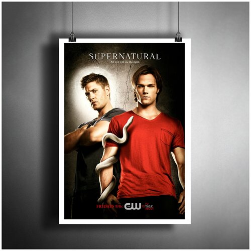 Постер плакат для интерьера "Сериал: Сверхъестественное. Supernatural. Джаред Падалеки, Дженсен Эклс"/ Декор дома, офиса, комнаты A3 (297 x 420 мм)
