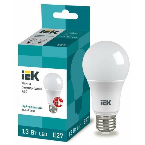 Лампочка светодиодная, IEK, Грушевидная, E27, 13 Вт, 4000 К, 5 шт