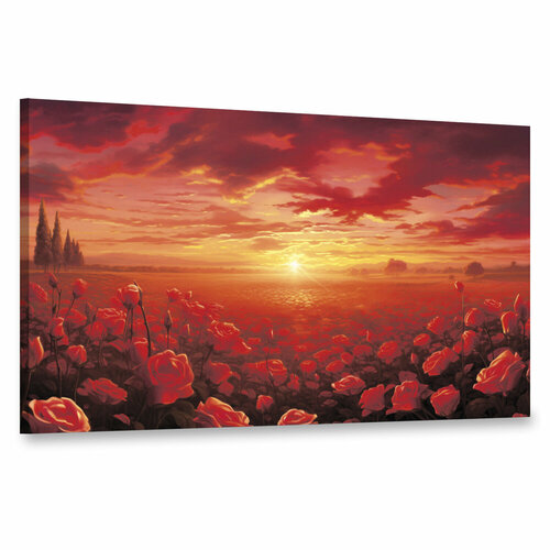 Интерьерная картина 100х60 "Розы в сумерках"