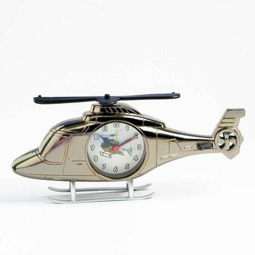 Часы - будильник настольные "Вертолет", дискретный ход, циферблат d-6.5 см, 11.5 х 27 см, АА (комплект из 3 шт)