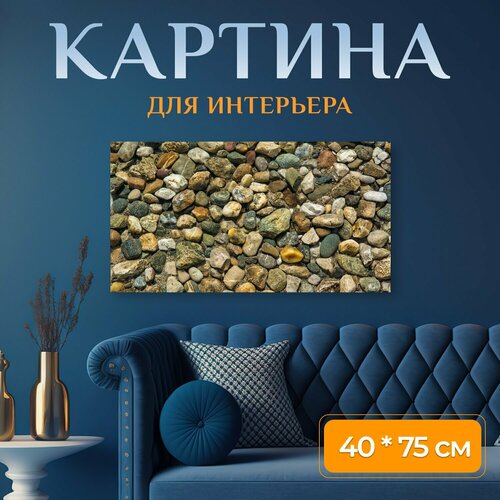 Картина на холсте "Камешки, камни, шаблон" на подрамнике 75х40 см. для интерьера