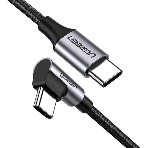 Кабель Ugreen US255 (50122) USB Type-C to Angled USB Type-C 60W (0,5 метра) чёрный