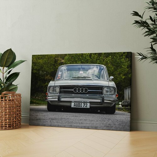 Картина на холсте "Серебряная машина, припаркованная на обочине дороги" 20x30 см. Интерьерная, на стену.