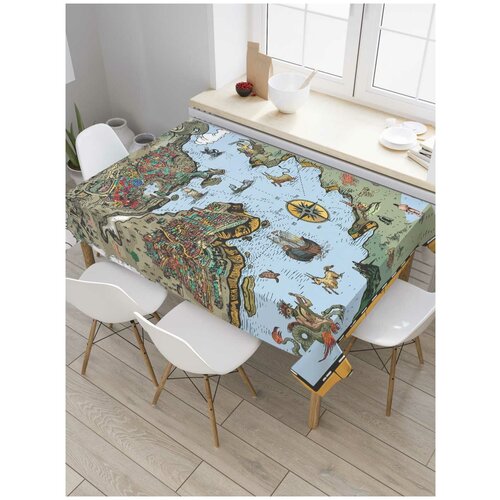 Скатерть прямоугольная JoyArty на кухонный стол "Карта Магнуса" из оксфорда, 120x145 см
