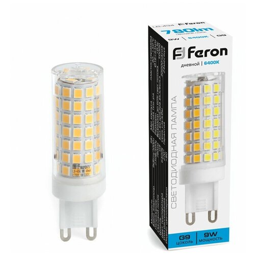 Лампа светодиодная Feron LB-434 38148, G9, JCD9, 9 Вт, 6400 К