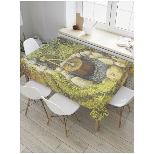 Скатерть прямоугольная JoyArty на кухонный стол "Живописный родник" из оксфорда, 120x145 см