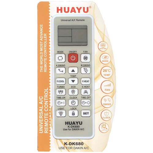Пульт ДУ Huayu K-DK680 для кондиционера белый