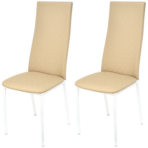 Комплект стульев KETT-UP Hamburg Lux, металл/искусственная кожа, 2 шт., цвет: белый/бежевый