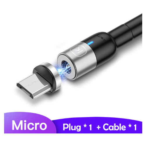 USB кабель для зарядки Kuulaa магнитный Micro-USB (оплетка нейлон ) 1 m Silver
