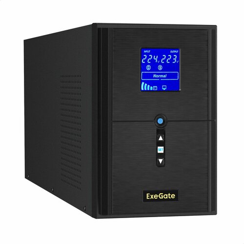 ИБП (инвертор, синус, для котла) ExeGate SineTower SZ-2000. LCD. AVR.3SH.1C13. USB <2000VA/1600W, чистая синусоида, LCD дисплей, AVR, 3*Schuko+1*C13, USB, линейно-интерактивный, внешняя батарея 24В до 200Ач, Black> EX295989RUS