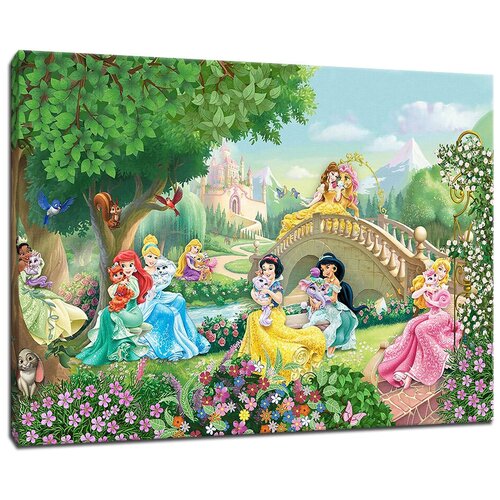 Картина Уютная стена "Диснеевские принцессы в саду" 90х60 см