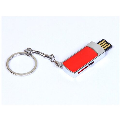 Металлическая выдвижная мини флешка для нанесения логотипа (64 Гб / GB USB 2.0 Красный/Red 401 Флеш накопитель apexto U907 слайдер)