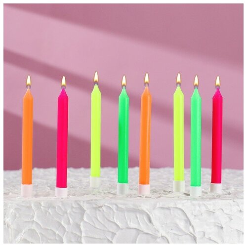 Свечи в торт "Красочные", 8 см, классические, набор 8 шт