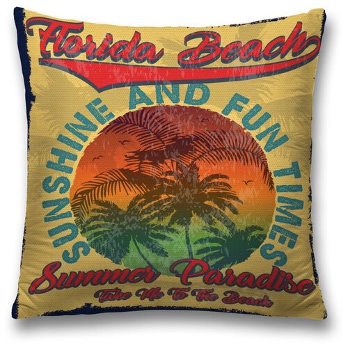 Наволочка декоративная на молнии, чехол на подушку JoyArty "Пляжи Флориды винтаж" 45х45 см
