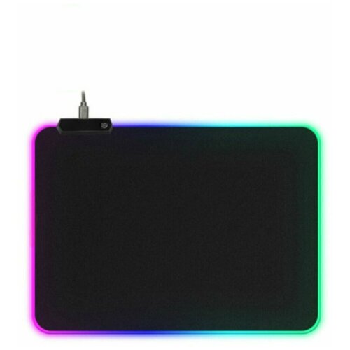 Черный игровой коврик RGB с LED подсветкой 30x25см для мыши, ноутбука, компьютера