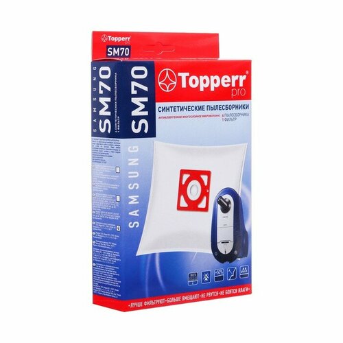 Пылесборник Topperr синтетический для пылесоса Samsung (Тип VP-77), 4 шт (комплект из 3 шт)