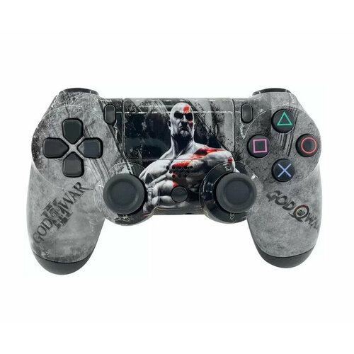 Беспроводной Bluetooth Геймпад Dualshock 4 для PlayStation 4 Серый с принтом God of War (Год оф вар)