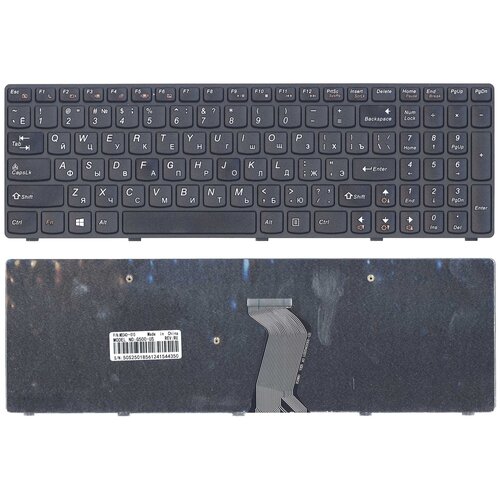 Клавиатура для ноутбука Lenovo IdeaPad G510 черная с черной рамкой, версия 2