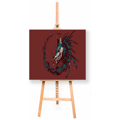 Интерьерная картина Coolpodarok Волк арт на красном фоне
