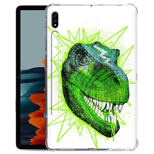 Чехол задняя-панель-накладка-бампер MyPads зеленый динозавр для Samsung Galaxy Tab S7 11 SM-T870/T875 (2020)/Samsung Galaxy Tab S8 (SM-X700N) 2022 противоударный