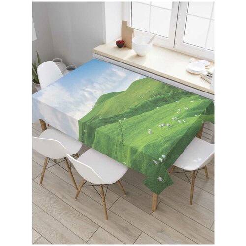 Скатерть прямоугольная JoyArty на кухонный стол "Пастбище на холмах" из оксфорда, 180x145 см