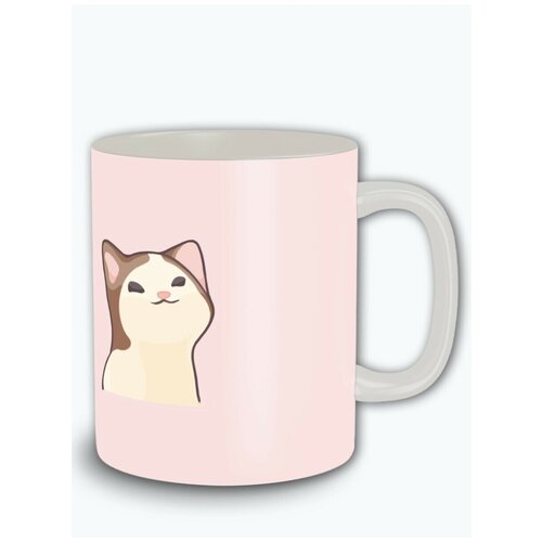 Кружка белая мемы коты - 2619