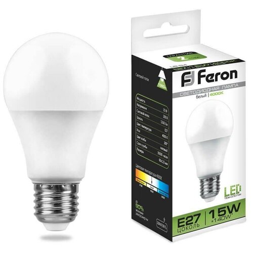 Feron (10 шт.) Лампа светодиодная Feron E27 15W 4000K Шар Матовая LB-94 25629