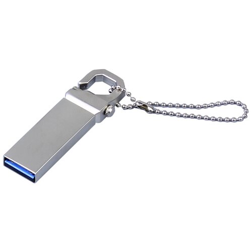 Компактная металлическая флешка с прямоугольным отверстием (64 GB USB 2.0 Серебро Mini035 Флеш накопитель usbsouvenir MUT002 карабин)