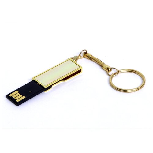 Металлическая зеркальная флешка с поворотным механизмом (4 Гб / GB USB 2.0 Золотой/Gold mini1 Flash drive)