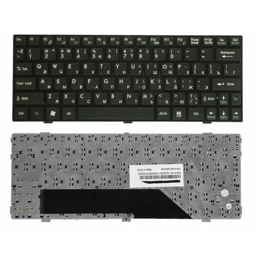 Клавиатура для ноутбука MSI U180 черная с черной рамкой
