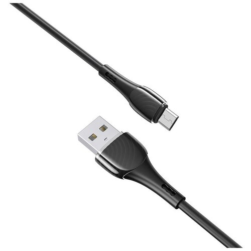 Кабель Hoco X49, microUSB - USB, 2.4 А, 1 м, PVC оплетка, клипса, черный