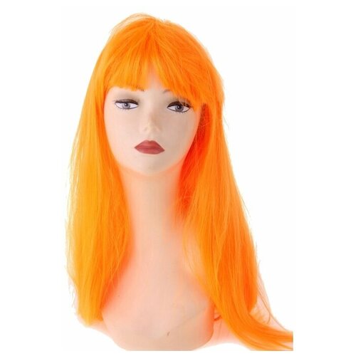 Карнавальный парик, длинные прямые волосы, цвет оранжевый, 120 г , 1 шт.