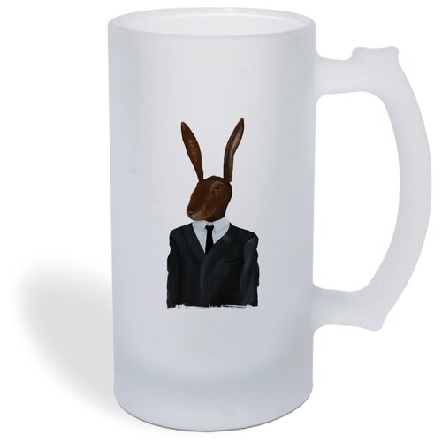 Пивная кружка CoolPodarok Кролик в костюме галстук
