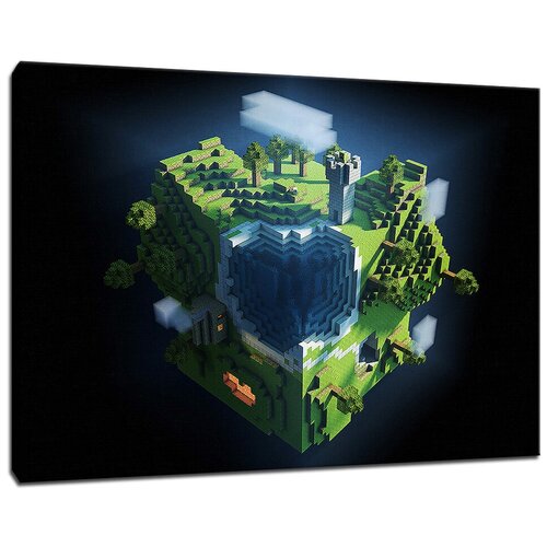 Картина Уютная стена "Игра Minecraft - остров" 90х60 см