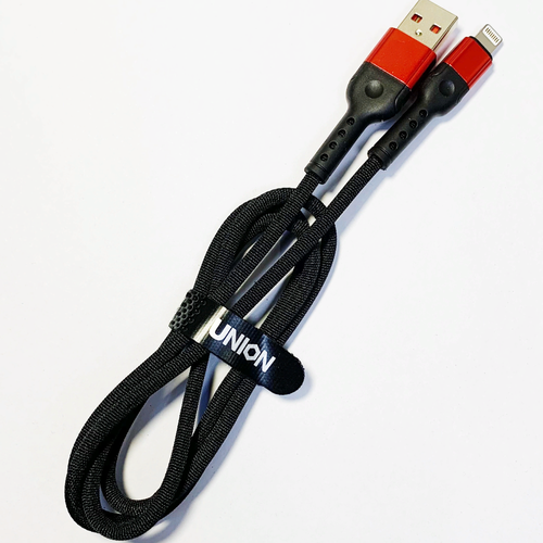 Кабель Union 708 USB - Lightning, 1 м, 1 шт, черный