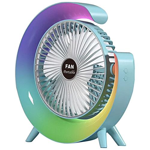 Настольный вентилятор с подставкой, Увлажнитель воздуха с RGB подсветкой, Синий