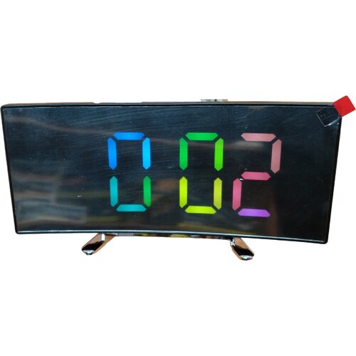 Настольные электронные часы Космос 6507/будильник, дата, температура/ разноцветные цифры