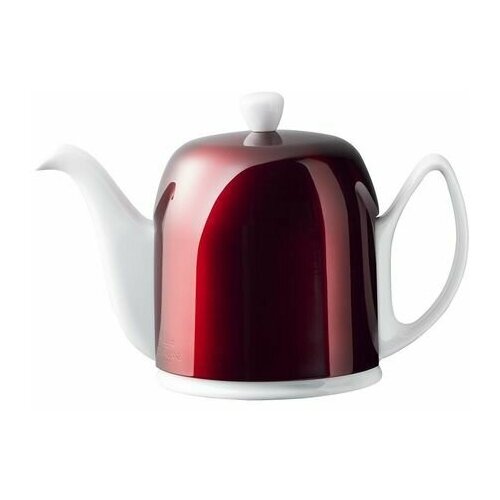 Фарфоровый белый заварочный чайник на 6 чашек с красной крышкой. Salam White 238934 , 900 мл, Degrenne